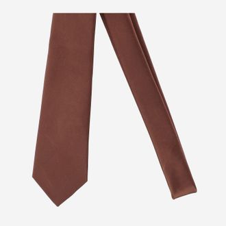 Saint Laurent Mens Tie Silk Satin Brown Ties & Bow