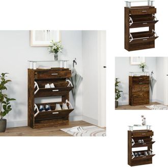 vidaXL Vidaxl - Schuhschrank R&auml;uchereiche 63x24x104 cm Holzwerkstoff - Schuhschrank - Schrank - Garderobe - Holzwerkstoffm&ouml;bel - Wohnraumorganisation