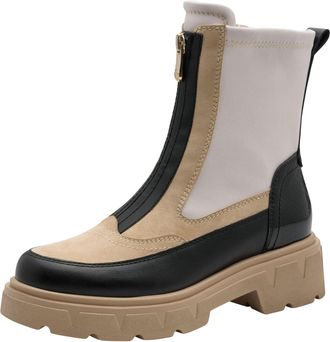 Marco Tozzi Marco Tozzi Damen Stiefeletten mit Rei&szlig;verschluss Bequem, Mehrfarbig (Cream/Black), 38 EU