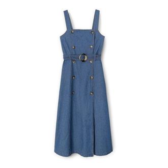 Motivi Femme, Robes, Bleu, Taille: 42 FR Robe avec boutons en denim m&eacute;lang&eacute; lyocell