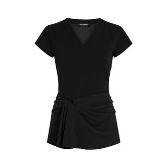 Karl Lagerfeld V-Ausschnitt-Top - - Blouses & Shirts - Damen - Schwarzk - S