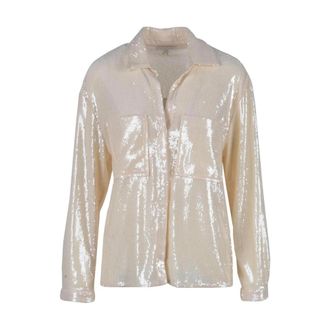 Patrizia Pepe Hemd mit Paillettenbesatz und klassischem Kragen - - Blouses & Shirts - Damen - Beige - S