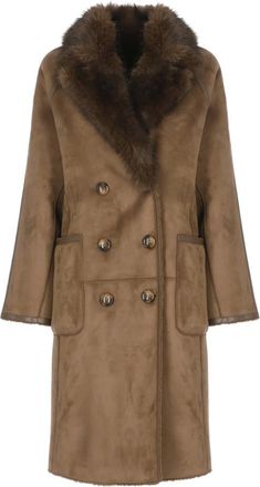 Betta Corradi Femme, Manteaux, Brun, Taille: 38 FR Double-Breasted Coat
