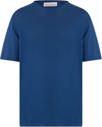 Roberto Collina Homme, Tops, Bleu, Taille: 2XL Crewneck Short-Sleeve Sweater