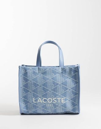 Lacoste Cabas en jean &agrave; logo monogramme - Bleu clair