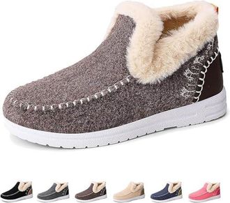 Generic Bottes orthop&eacute;diques en polaire &agrave; enfiler pour femme, chaussures dhiver doubl&eacute;es de fourrure avec soutien de la vo&ucirc;te plantaire, bout rond, antid&eacute;rapa