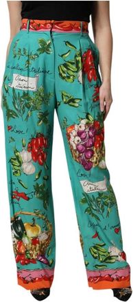 Dolce & Gabbana Femme, Pantalons, Multicolore, Taille: 36 FR Pantalon large imprimé légumes
