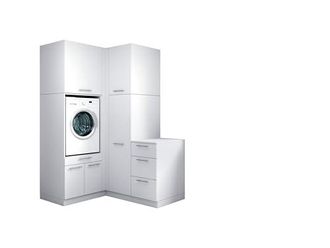 Laundreezy Waschraum Komplett-Set, Wei&szlig; - Modulares Schranksystem f&uuml;r Waschk&uuml;che & Hauswirtschaftsraum - 150 x 238 x 68 cm (B/H/T)