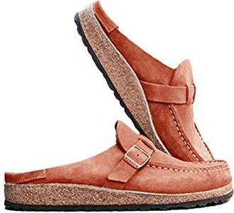 Minetom Sandales Chaussures À Semelle Plateforme Plate Femme Sandales Été Casual Mules Chaussures De Plage Bout Fermé Pantoufles en Liège A Marron 43 EU