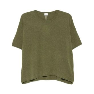 C.T. Plage Pull &agrave; col rond en maille fine de cachemire - Femme - Pulls - Vert - Taille: 36 FR