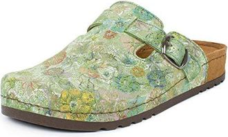 Jürgen Hirsch Sabots Ergo 05 pour Femme - en Cuir - Semelle intérieure Profonde et Rembourrage Anti-Chocs - Largeur de Confort G, Vert, 42 EU