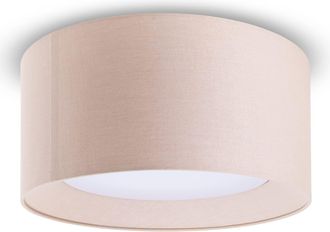 Paco Home Deckenlampe LED Lampe Esstisch Deko Wohnzimmer Modern Deckenleuchte Büro Rund Lampenschirm Stoff Fassung E27, Farbe:Beige, Leuchtenform__Größe:Ø45cm