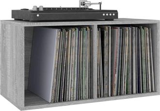 Generic LP-Aufbewahrungsbox, Freistehender Organizer mit Zwei F&auml;chern, Schallplatten-Organizer aus Holzwerkstoff f&uuml;r Wohnzimmer und Heimb&uuml;ro-Dekoration (Graue