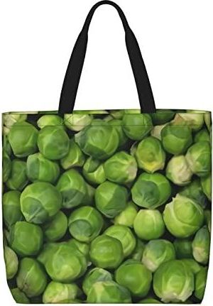 Generic Sac De Courses Impression De Choux De Bruxelles Verts Sac &Agrave; Provisions De Grande Capacit&eacute; Avec Poign&eacute;es Sacs &Agrave; Main, Pour Femmes, &Eacute;cole, Voyage, Tous 