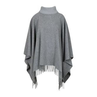 Gran Sasso &Auml;rmelloser Cape mit Fransen - - Jackets - Damen - Grau - S
