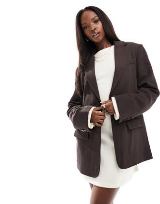 NA-KD Blazer oversize en serg&eacute; - Marron