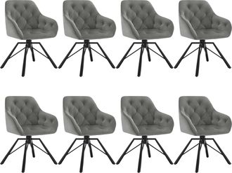 Woltu Esszimmerst&uuml;hle drehbar 8er Set, Armlehnst&uuml;hle 360&deg; Drehbar, Essst&uuml;hle, K&uuml;chenst&uuml;hle, Polsterst&uuml;hle, Armlehnst&uuml;hle f&uuml;r Esszimmer, K&uuml;che, mit Metallbei