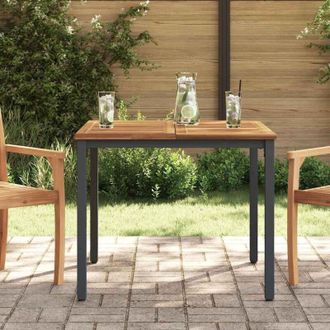 vidaXL Gartentische Natur und Schwarz 90 x 90 x 75 cm vidaXL