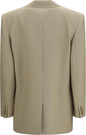 Saint Laurent Wool and Silk Single-Breasted Blazer - Beige