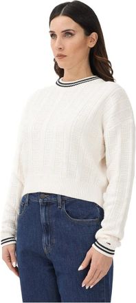 Tommy Jeans Femme, Pulls, Blanc, Taille: 38 FR Pull Relaxed Fit