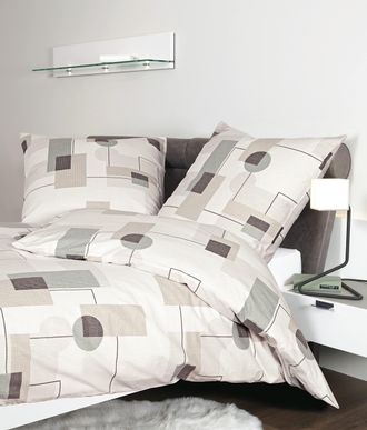 Janine Feinbiber-Bettwäsche Davos 155x220 + 80x80 cm weidenkätzchen-taupegrau