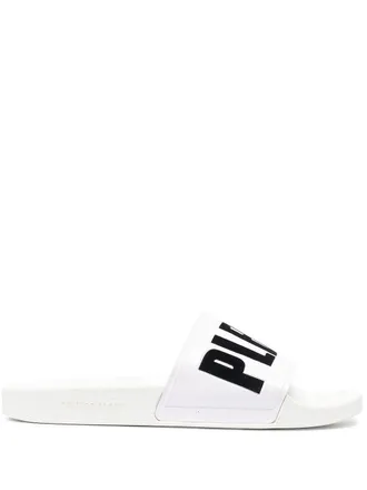 Philipp Plein claquettes &agrave; logo imprim&eacute; - Blanc