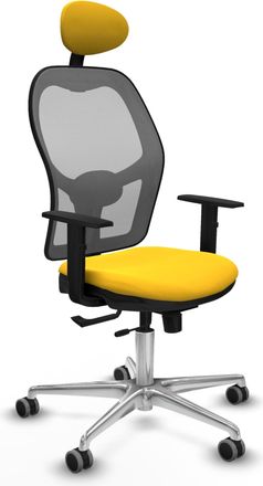 Piqueras y Crespo B&uuml;rostuhl, ideal f&uuml;r die Arbeit mit 1D-Armen, h&ouml;henverstellbare Lendenwirbelst&uuml;tze und festes Kopfteil, ausgestattet mit Syncro/Traslack. Grau/Gelb