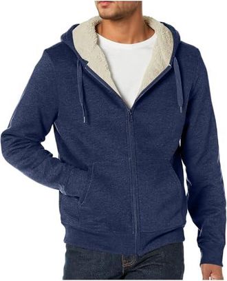 Generic Sweats Homme Polaire Sweat &agrave; Capuche Veste avec Zipp&eacute;e Hiver Chaud &Eacute;paisse Sherpa Manches Longues Manteaux Poche Blouson Thermique Casual Travail Spor