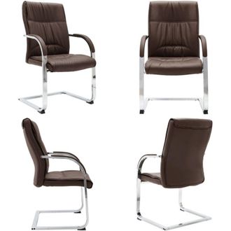 vidaXL Vidaxl - Freischwinger B&uuml;rostuhl Braun Kunstleder - Freischwinger B&uuml;rostuhl - B&uuml;rost&uuml;hle - Schreibtischstuhl - B&uuml;robedarf - Ergonomischer Stuhl