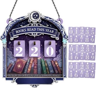 Generic Lesefortschrittsbuchz&auml;hler - Massives Holz Regalsystem 30 Nummernschilder, dekoratives j&auml;hrliches Leseverfolgungssystem, Stilvolle Anzeige der Buchsta