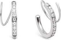 Singularu Boucles doreilles Swirl. Anneaux en Acier. Forme Spirale avec Détails Zirconias. Fermoir crochet. Bijoux pour Femme