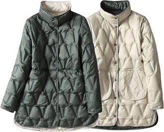 Generic Doudoune matelass&eacute;e r&eacute;versible l&eacute;g&egrave;re pour femme, veste dhiver surdimensionn&eacute;e d&eacute;contract&eacute;e avec poches, Vert, XXL