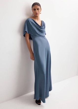 Mango Satiniertes Kleid mit drapiertem Ausschnitt anthrazit - Damen - S - MANGO
