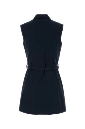Miu Miu Collared Poplin Mini Dress - Navy