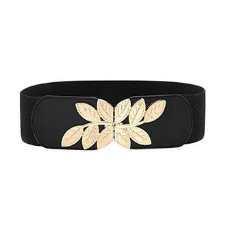 Generic Ceinture &eacute;lastique &agrave; boucle pour femme, Noir, 68x6cm