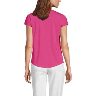 Lands End Shirt aus Baumwolle/Modal-Mix mit Ballett-Ausschnitt, Damen, Gr&ouml;&szlig;e:40-42 regular, Pink, Baumwolle Modal, by Lands End