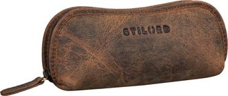 STILORD Glasgow Brillenetui Leder für Lesebrille Sonnenbrille Tagesbrille Brillentasche Etui mit Reißverschluss Hülle Schutz Brille Echtes Vintage Leder, Farb