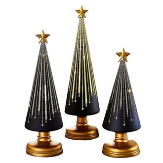 Generico Weihnachtsbaum-Design: 3-teilige Tischdekoration aus Kunstharz, Sternfiguren f&uuml;r den Innenbereich, Installation von Sonnentechnologie