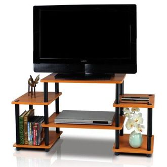 Furinno Meubles TV sans Outils, Cerisier Clair et Noir, Taille Unique, Light Cherry et Black, One Size