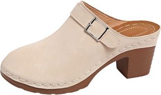 Generic Mules et Sabots Femme &agrave; Talon Bloc Bout Ferm&eacute; Bout Rond R&eacute;tro Sandales Pantoufles L&eacute;g&egrave;res Confortable Chaussures D&eacute;contract&eacute;e pour Printemps Et &Eacute;t&eacute; 42