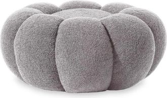 Paris Prix Paris Prix - Pouf Design Fleur Bouclette 61cm Gris