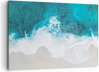 Arttor Wandbilder Dekoration Wohnzimmer Luftaufnahmen Strand Welle Bilder auf Leinwand 120x80cm Leinwandbild Schlafzimmer Küche Deko Wand Kunstdruck Art Groß