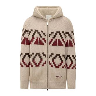 Malo Bomber z Jacquard z fermeture &eacute;clair - Homme - Pulls - Beige - Taille: M