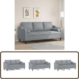 vidaXL Vidaxl - Canapé 3 places avec oreillers gris clair 180 cm tissu - Canapé Trois Places - Canapé Moderne - Canapé Gris - Canapé Tissu - Canapé