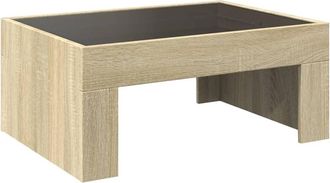 Generic Couchtisch mit Infinity-LED, Beistelltisch, Wohnzimmertisch, Kaffeetisch, Stubentisch, Sofatisch Modern für Wohnzimmer/Büro(Grau Sonoma 70x50x30 cm) (