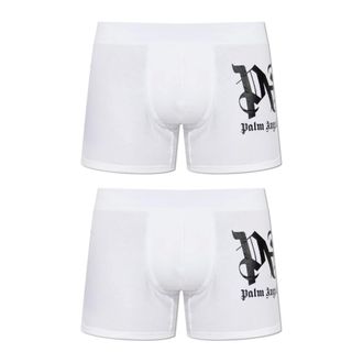 Palm Angels Homme, Sous-v&ecirc;tements, Blanc, Taille: 2XL Boxer Briefs Logo Lot de Deux