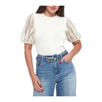 Twinset Femme, Pulls, Blanc, Taille: 38 FR Haut &agrave; manches en dentelle