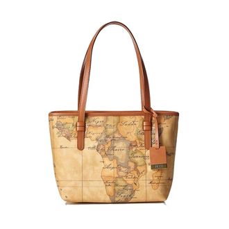 Alviero Martini 1A Classe Einkaufstasche mit Geo-Print und Lederbesatz - - Bags - Damen - Beige - ONE SIZE