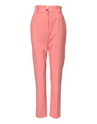Dolce & Gabbana Womens Pink High Waist Tapered Dress Pants Polyester Viscose Elastane