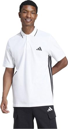 adidas Mens Essentials 3-Streifen Piqué Poloshirt White/Black 3XL